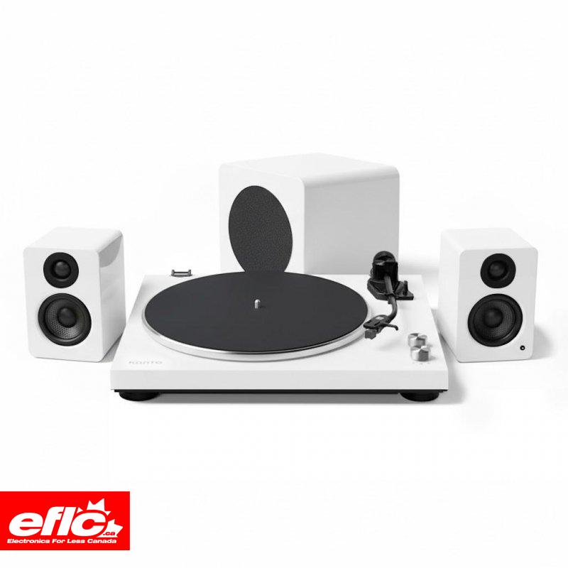 Kanto YU2 Speakers SUB6 Subwoofer and OB13 Turntable All-In-One Package ...